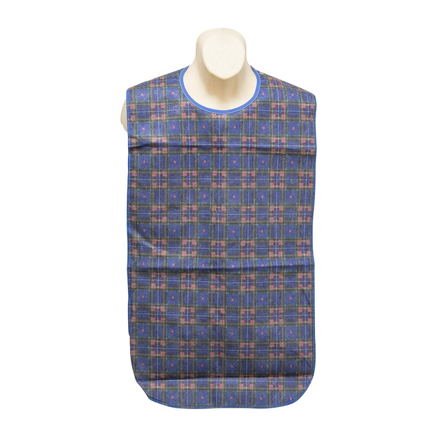 Long Patient Apron – Blue Patterned Clothing Protector – Homecare ...